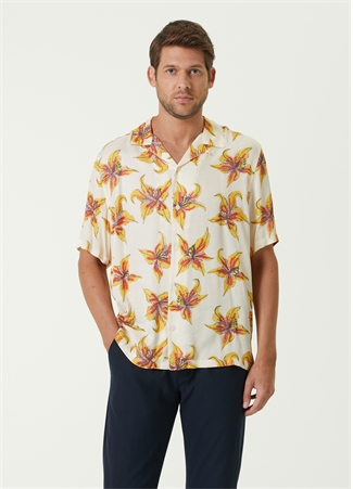 Allsaints Erkek Hibiscus Ekru Çiçek Desenli Gömlek Bej S EU Allsaints Erkek Hibiscus Ekru Çiçek Desenli Gömlek Bej S EU