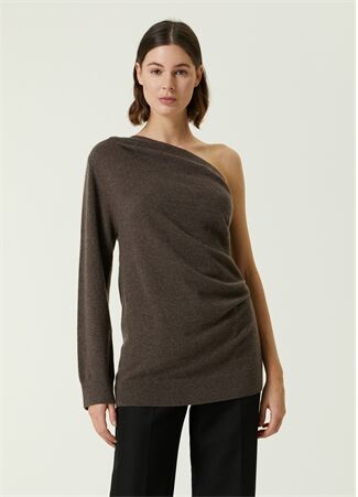 Dries Van Noten Kadın Kahverengi Tek Kol Kaşmir Kazak M EU