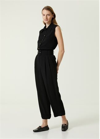 Faraway Kadın Siyah Yüksek Bel Kemerli Pantolon 36 EU