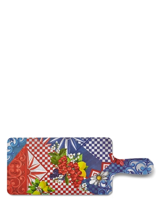 Chiara Alessi Capri Mavi Kırmızı Desenli Melamin Servis Tabağı