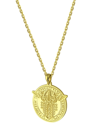 Kayra Khan Erkek Viking Warr Talisman Altın Rengi Kaplama Kolye EU Kayra Khan Erkek Viking Warr Talisman Altın Rengi Kaplama Kolye EU
