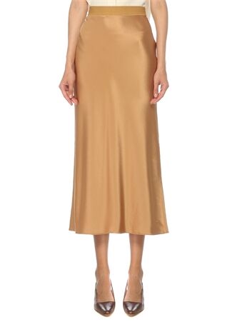 Theory Kadın Bronz Midi Saten Etek Kahverengi S EU