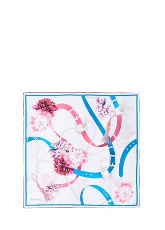 Beymen Kadın Pembe Çiçek Desenli 50x50 cm Twill İpek Eşarp EU