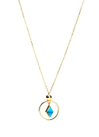 Collection-Alper Tunçoku Kadın Yuvarlak Formlu Taşlı Altın Rengi Kolye EU