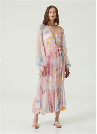 Rococo Sand Kadın Davina Pembe Desenli Midi Kaftan S EU Rococo Sand Kadın Davina Pembe Desenli Midi Kaftan S EU