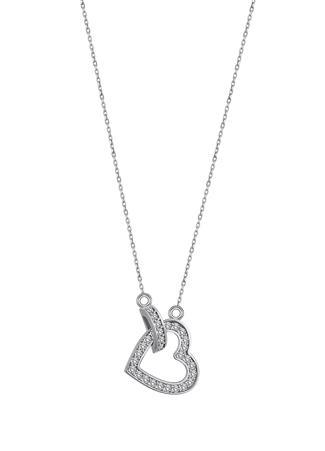 Mevaris Kadın Pave Kalp Kolye Beyaz EU