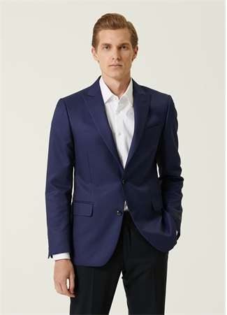 Pal Zileri Erkek Mavi Kırlangıç Yaka Desenli Yün Ceket 46 IT Pal Zileri Erkek Mavi Kırlangıç Yaka Desenli Yün Ceket 46 IT