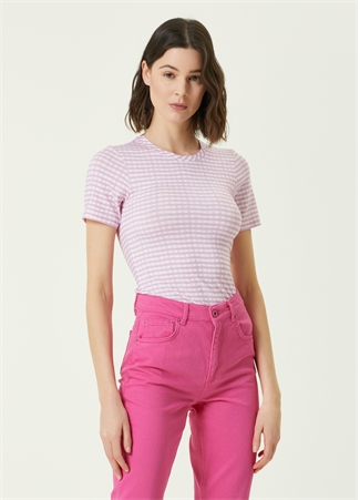 Jacquemus Kadın Vichy Pembe Bisiklet Yaka Kareli T-shirt S EU Jacquemus Kadın Vichy Pembe Bisiklet Yaka Kareli T-shirt S EU