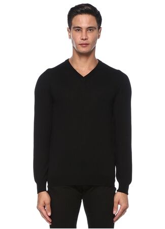 Beymen Club Erkek Siyah V Yaka Dikişsiz Yün Kazak S