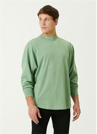 Palm Angels Erkek Yeşil Yakası Logo Detaylı T-shirt S EU Palm Angels Erkek Yeşil Yakası Logo Detaylı T-shirt S EU