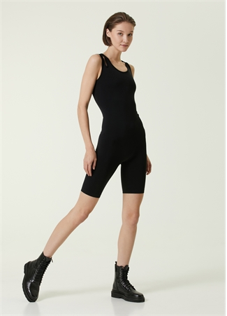 Helmut Lang Kadın Siyah Asimetrik Askılı Mini Tulum XS/S EU