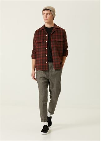 Allsaints Erkek Slim Fit Holt Gri Mikro Kazayağı Desenli Pantolon 28 UK