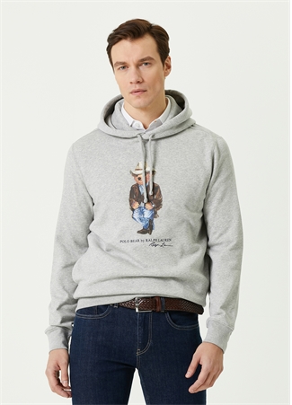 Polo Ralph Lauren Erkek Gri Kapüşonlu Ayıcık Baskılı Logolu Sweatshirt S EU Polo Ralph Lauren Erkek Gri Kapüşonlu Ayıcık Baskılı Logolu Sweatshirt S EU