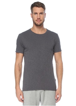 American Vintage Erkek Mavi Bisiklet Yaka Basic T-shirt Lacivert S EU