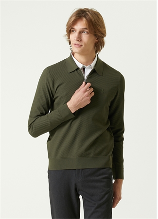 Beymen Club Erkek Haki Polo Yaka Diyagonal Dokulu Triko S Beymen Club Erkek Haki Polo Yaka Diyagonal Dokulu Triko S