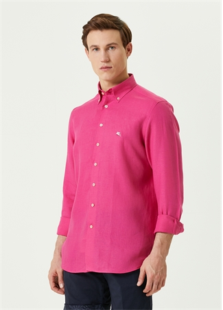 Etro Erkek Pembe Logolu Keten Gömlek 38 IT Etro Erkek Pembe Logolu Keten Gömlek 38 IT