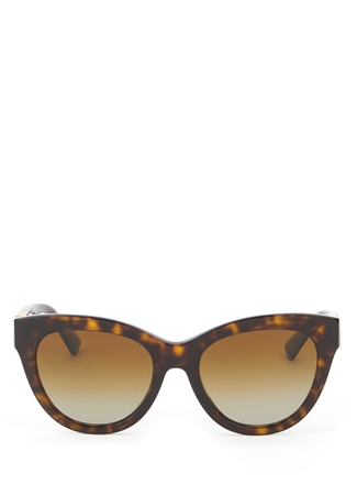 Valentino Kadın Turtle Desenli Cat-Eye Formlu Güneş Gözlüğü Kahverengi 54 EU