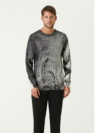 Alexander McQueen Erkek Gri Örgü Desenli Degradeli Yün Kazak L EU Alexander McQueen Erkek Gri Örgü Desenli Degradeli Yün Kazak L EU