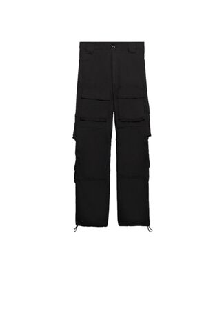 Balenciaga Erkek Siyah Yüksek Bel Kargo Pantolon XS EU