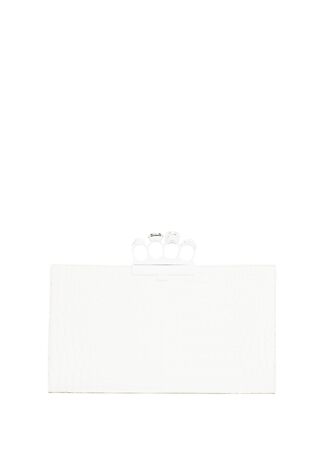 Alexander Mcqueen Kadın Jewelled Beyaz Deri El Portföyü Beyaz Eu