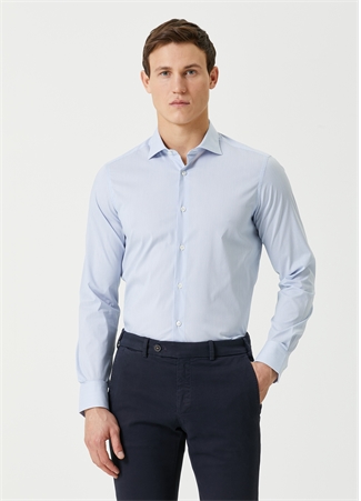 Pal Zileri Erkek Mavi Çizgili Gömlek 4 IT