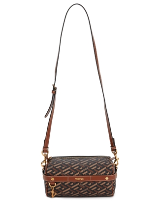 Versace Kadın Taba Logo Baskılı Omuz Çantası Turuncu EU