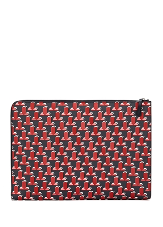 Lanvin Kadın Lacivert Kırmızı Logolu El Portföyü Eu