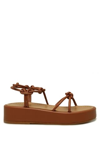 Flattered Kadın Kahverengi Deri Sandalet Turuncu 35 EU