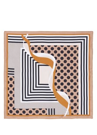 Beymen Club Kadın Bej Desenli 90x90 cm İpek Eşarp EU