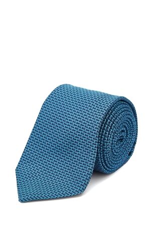 Pal Zileri Erkek Mavi Mikro Geometrik Desenli İpek Kravat EU