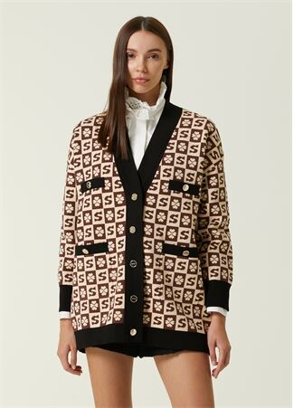 Sandro Kadın Bej Kahverengi V Yaka Desenli Hırka 0 US Sandro Kadın Bej Kahverengi V Yaka Desenli Hırka 0 US