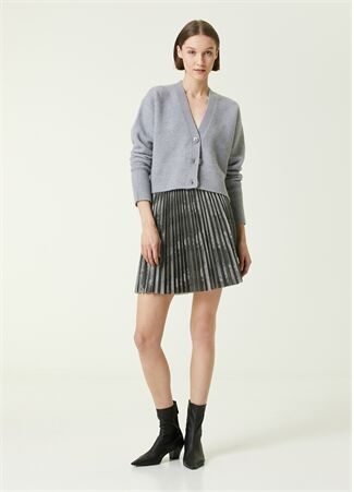 Allsaints Kadın Phia Gri Yılan Desenli Pilili Mini Etek 0 UK