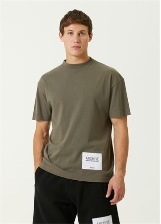 Palm Angels Erkek Haki Logo Detaylı T-shirt S EU