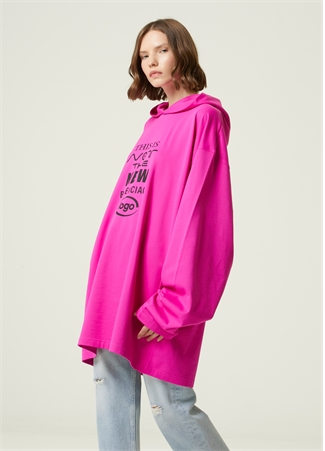 Balenciaga Kadın Oversize Şeftali Kapüşonlu Baskılı Sweatshirt Pembe XXS EU Balenciaga Kadın Oversize Şeftali Kapüşonlu Baskılı Sweatshirt Pembe XXS EU
