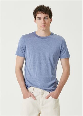 Maurizio Baldassari Erkek Mavi İpek T-shirt S EU
