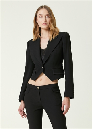 Dolce&gabbana Kadın Siyah Dantel Garnili Crop Yün Ceket 42 It Dolce&gabbana Kadın Siyah Dantel Garnili Crop Yün Ceket 42 It