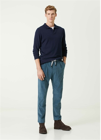 Beymen Collection Erkek Indigo Beli Kordonlu Kadife Pantolon Mavi 58 IT Beymen Collection Erkek Indigo Beli Kordonlu Kadife Pantolon Mavi 58 IT