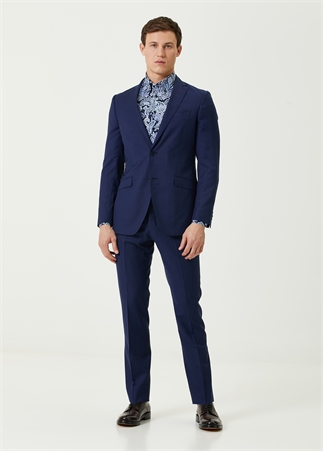 Etro Erkek Lacivert Çizgi Desenli Yün Takım Elbise 54 IT Etro Erkek Lacivert Çizgi Desenli Yün Takım Elbise 54 IT