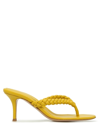 Gianvito Rossi Kadın Tropea Sarı Örgü Bantlı Deri Terlik 36 EU