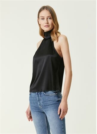 Anine Bing Kadın Siyah Dik Yaka İpek Bluz L EU