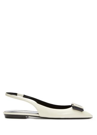 Kadın Beyaz Logo Detaylı Deri Babet 36 Eu