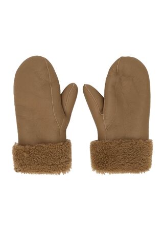 Yves Salomon Kadın Bej Deri Eldiven EU