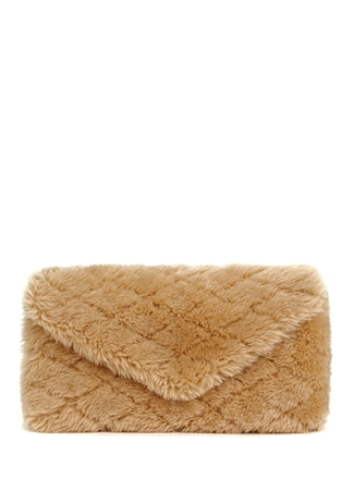 Kadın Bej Logolu Peluş Dokulu El Portföyü EU