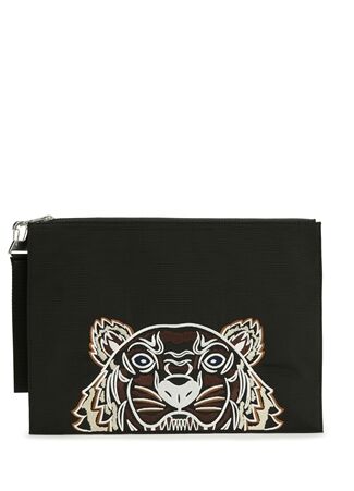 Kenzo Kadın Siyah Logo Nakışlı El Portföyü EU