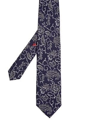 Canali Erkek Lacivert Karışık Desenli İpek Kravat EU