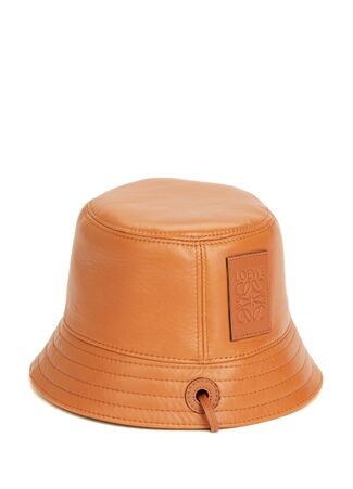 Loewe Kadın Taba Logo Patchli Deri Şapka Turuncu 57 EU
