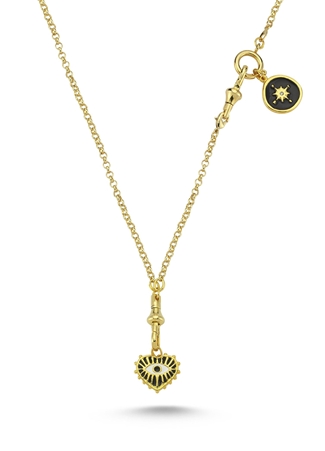 Berrin Özkan Kadın Köstek Göz Kalp Madalyonlu Zincir Kolye EU Berrin Özkan Kadın Köstek Göz Kalp Madalyonlu Zincir Kolye EU
