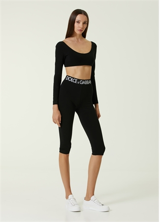Dolce&Gabbana Kadın Siyah Logo Bantlı Tayt 38 IT