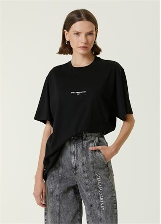 Stella McCartney Kadın Siyah Logo Baskılı T-shirt 44 IT