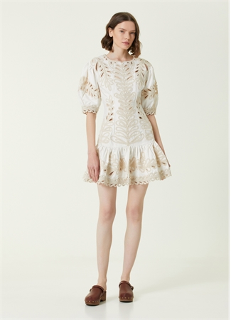 Maje Kadın Ekru Nakışlı Balon Kol Mini Elbise Bej 34 Fr Maje Kadın Ekru Nakışlı Balon Kol Mini Elbise Bej 34 Fr